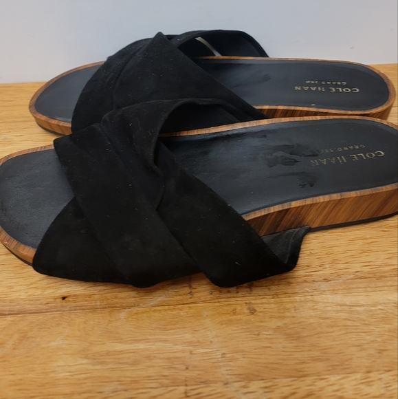 Cole Haan | Shoes | Cole Haan Braelyn Footbed Suede Blackbrown Sandals ...